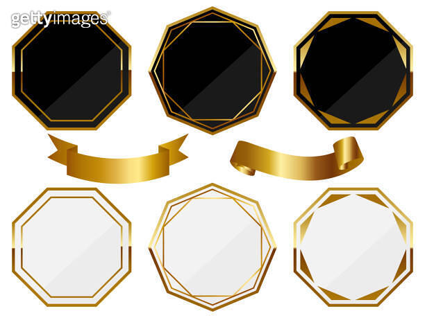 6 types of luxurious octagonal emblems (1623022977) 일러스트, 무료 일러스트 - 게티이미지뱅크