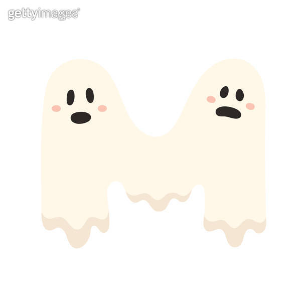 Cute Halloween alphabet letter M ghost character. Funny kids decorative ...