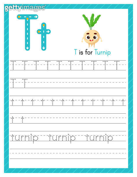 Trace letter T uppercase and lowercase. Alphabet tracing practice ...