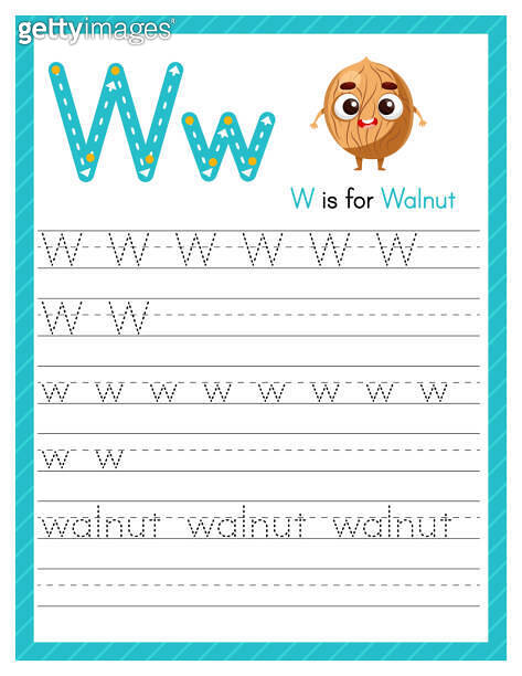 Trace letter W uppercase and lowercase. Alphabet tracing practice ...