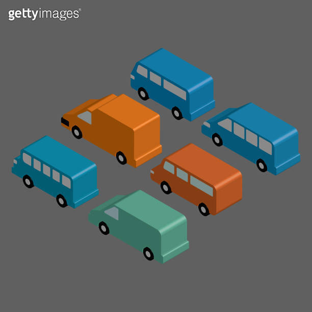 Isometric commercial van. Vector 3d vehicles collection. Illustration ...