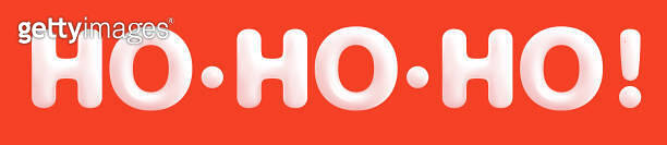 Ho Ho Ho ! Quote. Modern white glossy 3D lettering text phrase on red ...