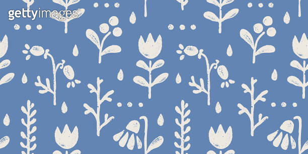 Vector vintage floral seamless pattern in scandinavian style. Retro ...