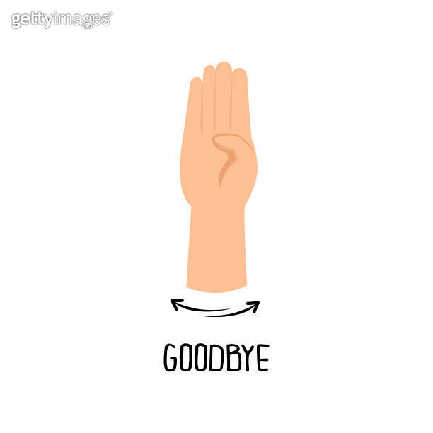 Sign Language with goodbye word. Hand spelling. Deaf sign language ...