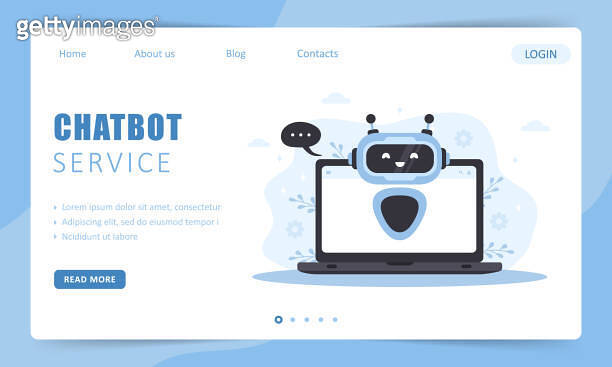Chatbot service. Landing page template. AI business assistant. Online ...