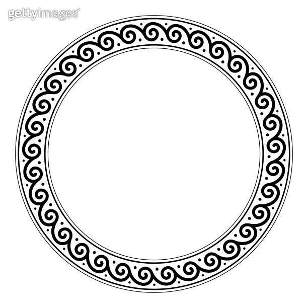 Repeating spiral pattern, circle frame and decorative circular border ...