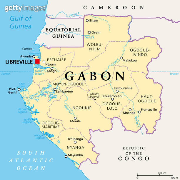 Gabon, Gabonese Republic, with provinces, political map (1659517945 ...
