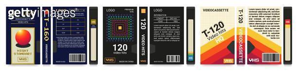 Retro VHS 80s tapes. Video cassette in nostalgia style. Glitch alphabet ...