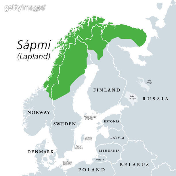 Sapmi, Lapland, cultural region in Europe, gray political map 이미지 ...
