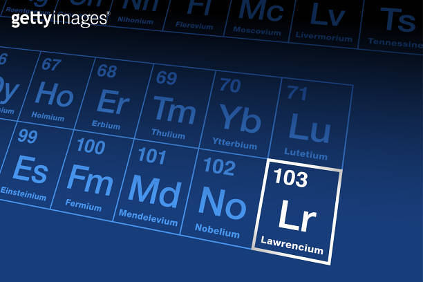 Lawrencium on periodic table of the elements, with element symbol Lr ...