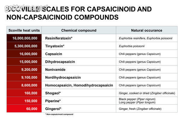 Scoville scales for capsaicinoid and non-capsaicinoid compounds 이미지 ...