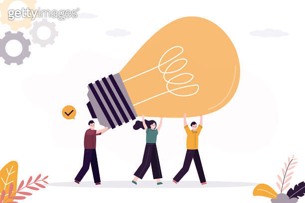 Business innovative solution, team brainstorming, pitching ideas ...