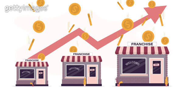 Growth profitable franchise business network, golden money coins falls ...