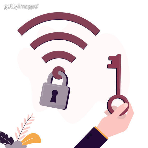 Connection To Wifi Network With Padlock Good Encryption Wireless Security Or Safety For