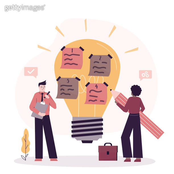 Brainstorming, pitching ideas, concept. Business people standing near ... Brainstorming, pitching ideas, concept. Business people standing near ...
