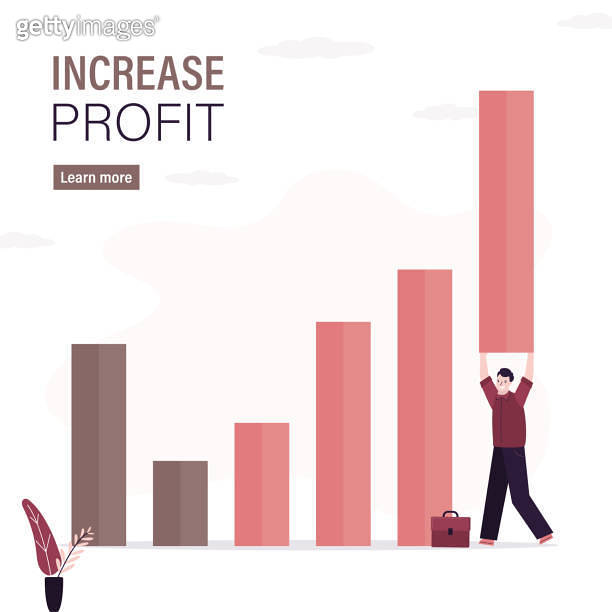 Confident businessman lift up bar profit graph to new high level ...