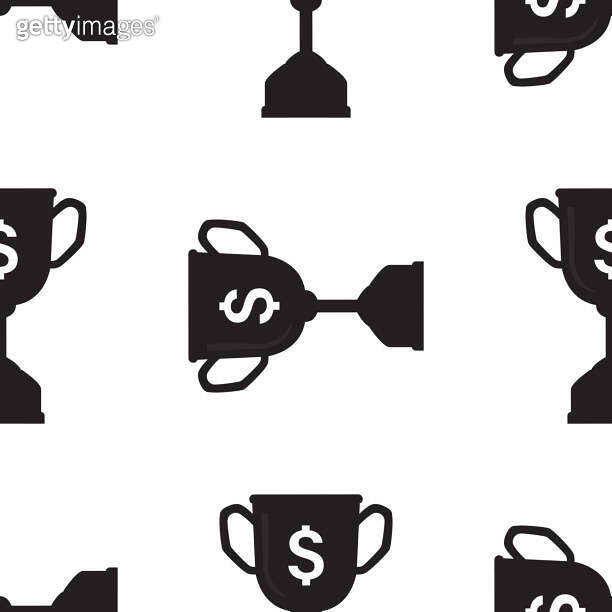 Award cup seamless pattern on white background. Winner trophy symbol ...