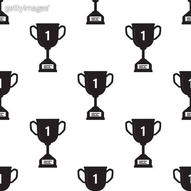 Award cup seamless pattern on white background. Winner trophy symbol ...