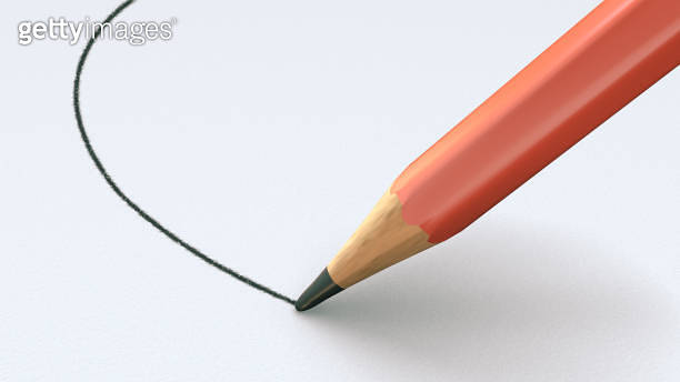 Drawing curved line with pencil on white paper 이미지 (1660932803) - 게티이미지뱅크