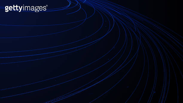 Abstract blue particle light trails on dark background 이미지 (1673433361 ...