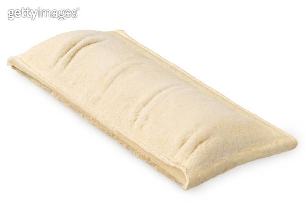 Uncooked frozen filled puff pastry isolated on white. 이미지 (1677616714 ...