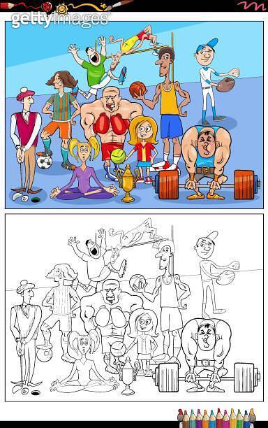 cartoon athletes of different sport discipline coloring page ...