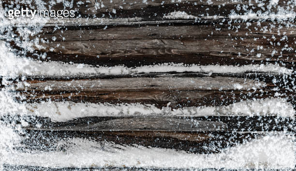 Wooden wall covered in snow in winter 이미지 (1839621856) - 게티이미지뱅크