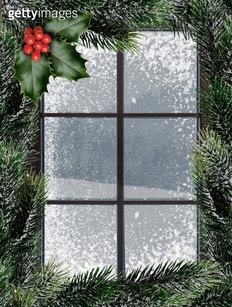 Snow-covered old wooden window with frozen pane 이미지 (1839623898) - 게티이미지뱅크