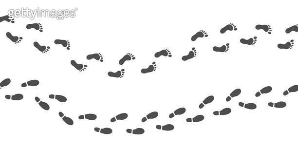 Footprint path icon set. Human shoes footstep. Walking way. Hiking ...