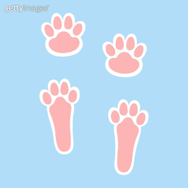 Bunny paws stickers for Easter celebration. Rabbit footprints ...