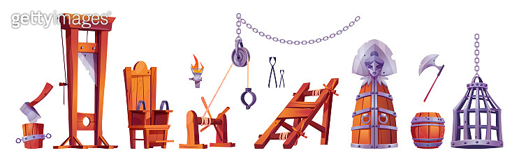 Medieval torture room items and executioner tools 이미지 (1454183241) - 게티 ...