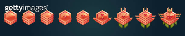 Game rank icons, bronze level badges, ui banners 이미지 (1457931879) - 게티이미지뱅크