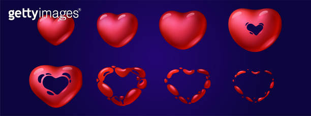 Heart explosion sprite, vector animation frame 이미지 (1470880781) - 게티이미지뱅크
