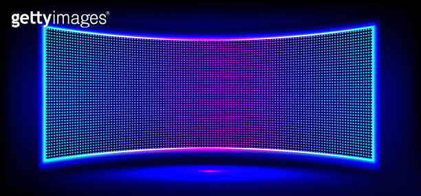 Realistic concave LED screen on wall or stage 이미지 (1582568081) - 게티이미지뱅크