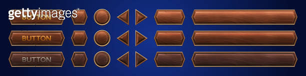 Realistic set of wooden game buttons sprite sheet 이미지 (1495400029) - 게티 ...