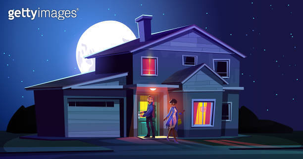 Couple leaving home and go for walk at night 이미지 (1474138460) - 게티이미지뱅크