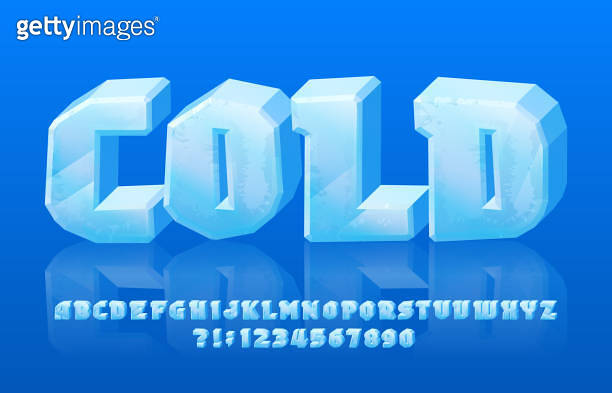 Cold alphabet font. 3D cartoon ice letters and numbers. (1686244534 ...