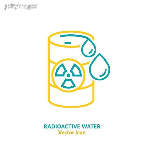 Radioactive water linear sign, pictogram, symbol. Save the ocean ...