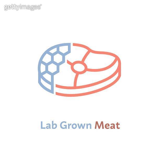 Lab grown meat sign. Editable vector illustration 이미지 (1464027974) - 게티 ...