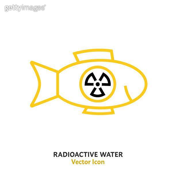 Radioactive water linear sign, pictogram, symbol. Save the ocean ...