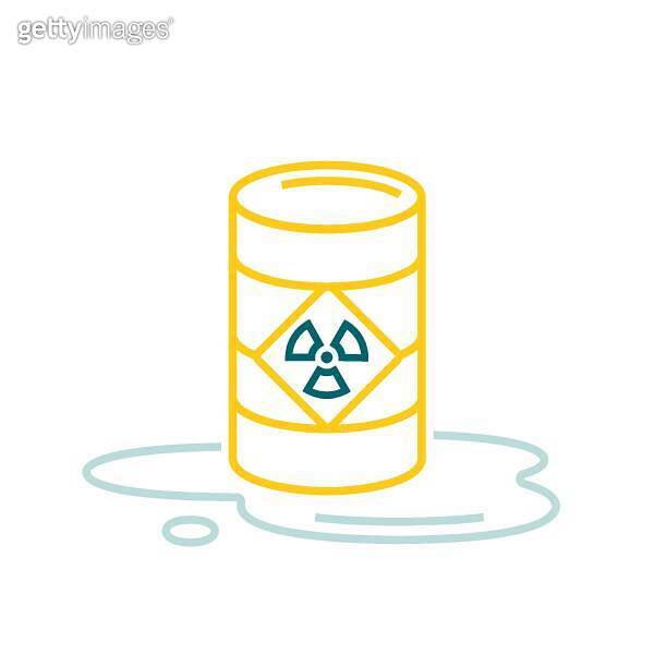 Radioactive water linear sign, pictogram, symbol. Save the ocean ...