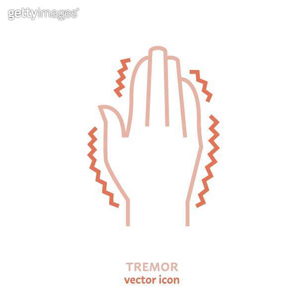 Hand tremor linear icon, pictogram, symbol. Excessive salivation ...