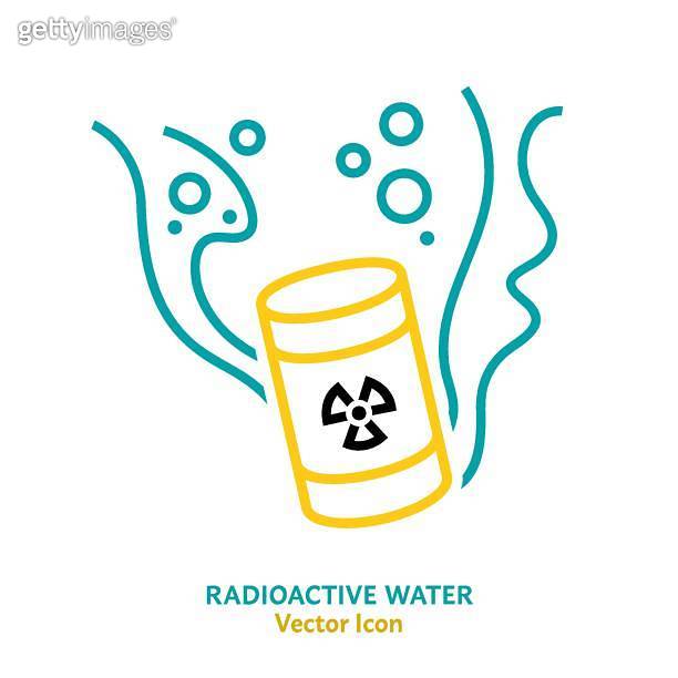 Radioactive water linear sign, pictogram, symbol. Save the ocean ...