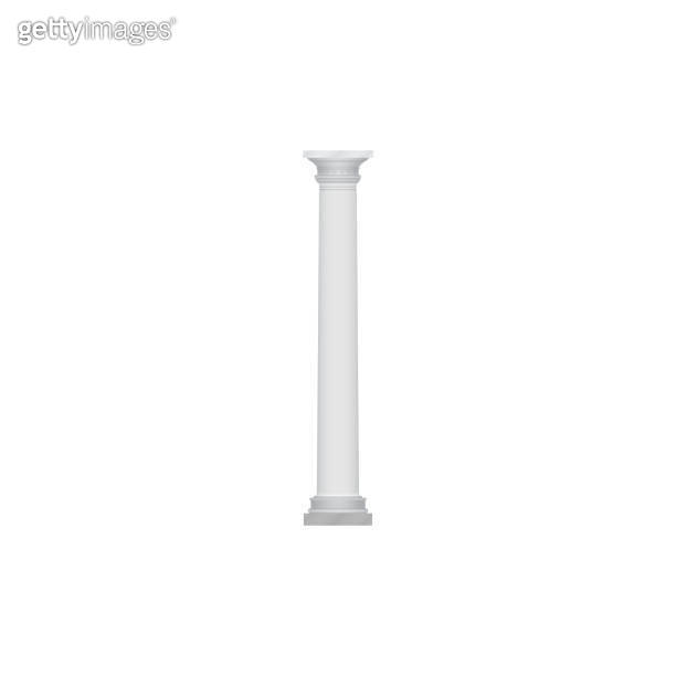 3D white pillar, vintage ancient column of royal castle, government ...