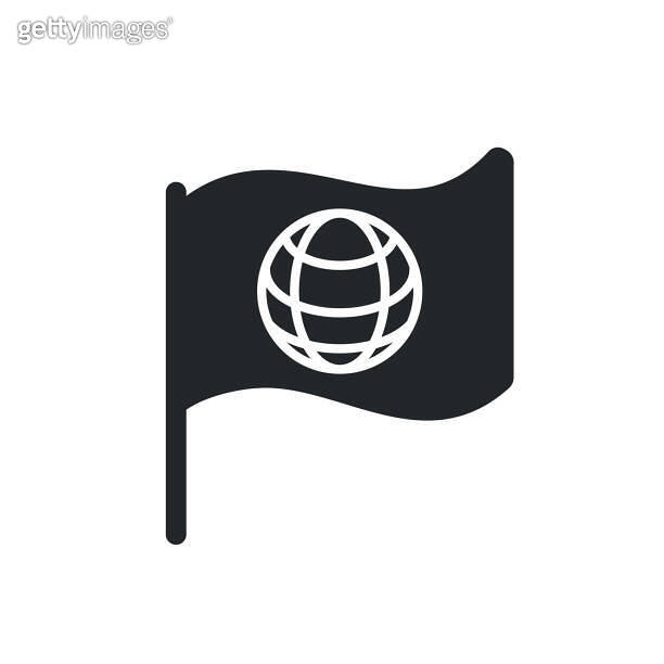 International planet Earth flag with world map globe, cosmopolitan ...
