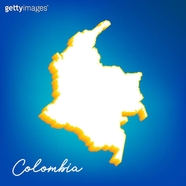 Silhouette of Colombia country map. White editable map, South America ...