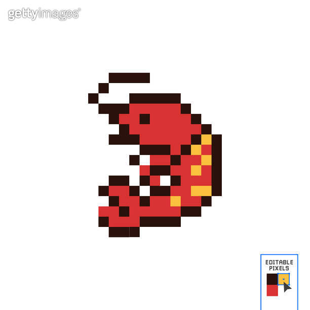 Shrimp pixel art icon. Isolated vector illustration. 8-bit sprite ...