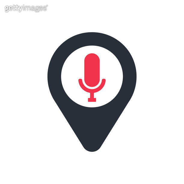 Microphone icon. Speaker symbol. Live music sign. Blue circle button ...