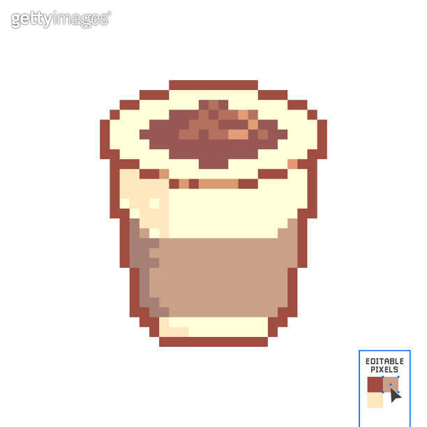 Pixel art coffee icon. Cup of coffee or tea. Pixel art coffee vector ...