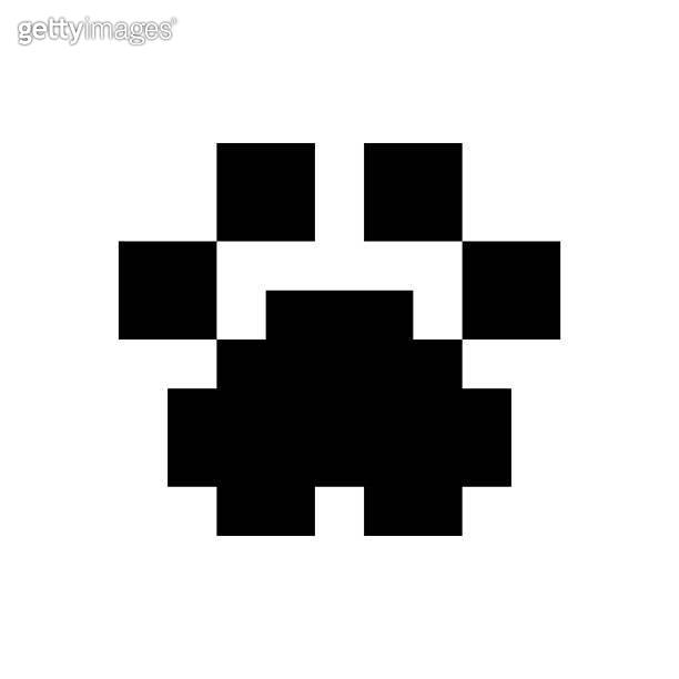 8 bit pixel footprin paws vector. Animal 이미지 (1481075560) - 게티이미지뱅크